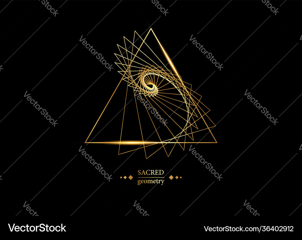 Triangles according to fibonacci series gold logo Vector Image