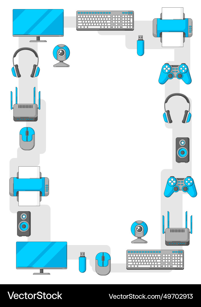 Gaming Tech Equipment Frame Royalty Free Vector Image