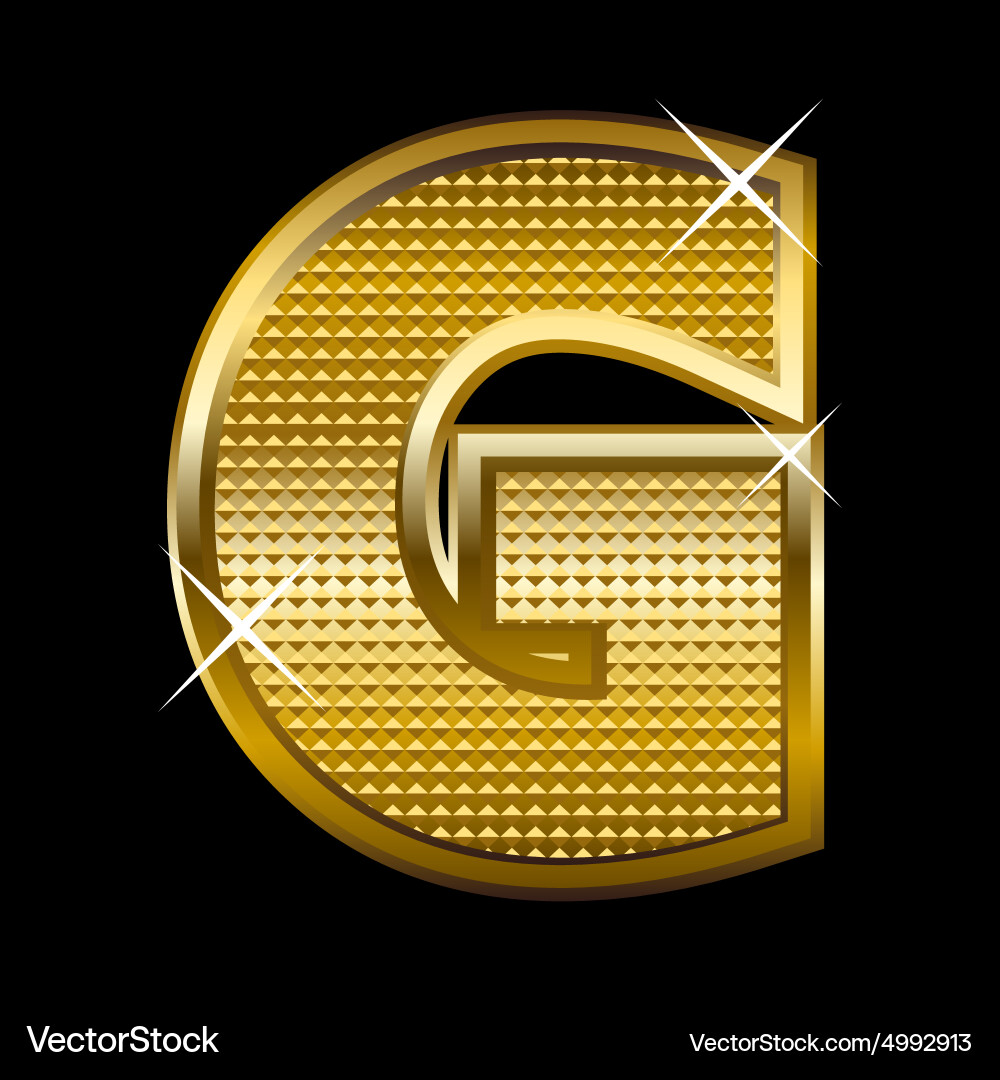 Golden font type letter g Royalty Free Vector Image