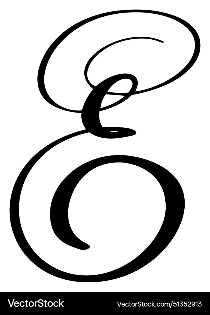 Hand drawn calligraphy letter e script Royalty Free Vector