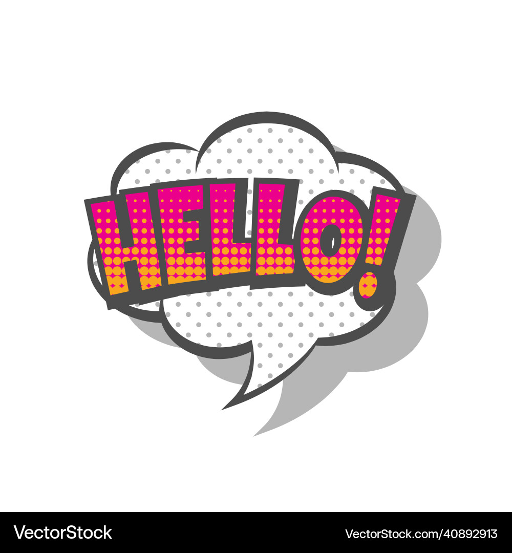 Hello comic cartoon text lettering Royalty Free Vector Image