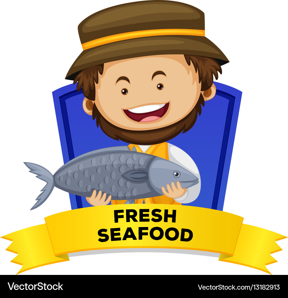 Label design with fresh seafood Royalty Free Vector Image