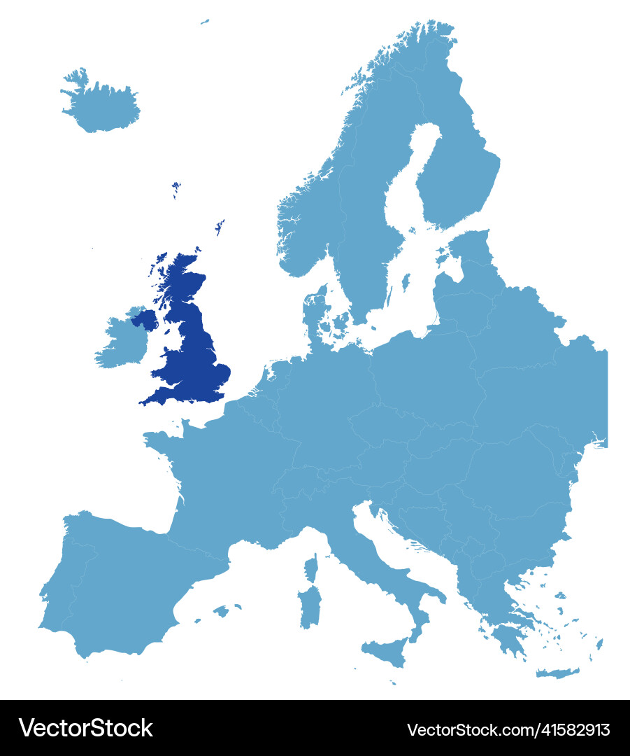 Map of europe and uk Royalty Free Vector Image