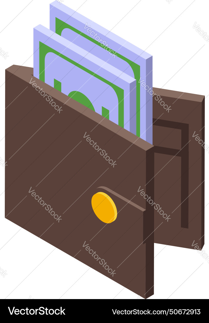 Money cash wallet icon isometric payment Vector Image