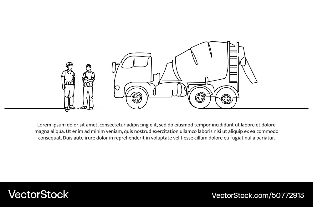 One line continuous of concrete mixer minimalist Vector Image