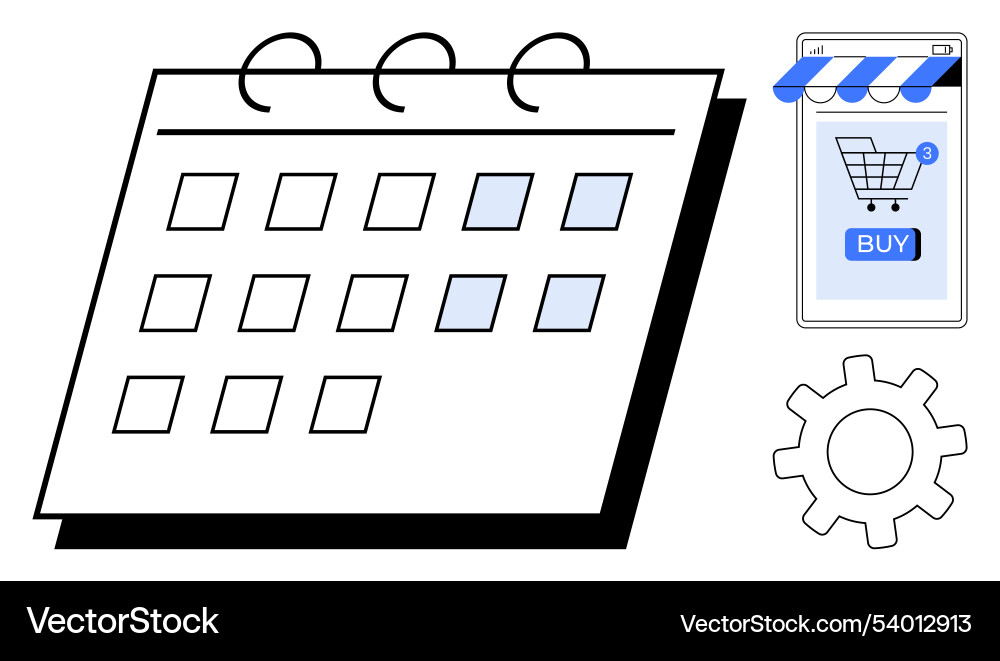 Online shopping calendar and settings overview Vector Image