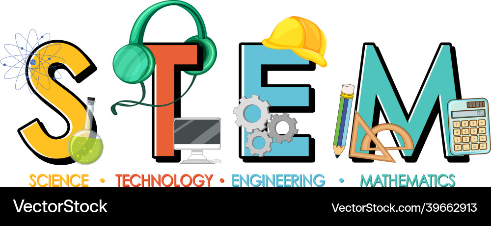 Stem logo with education and learning icon Vector Image