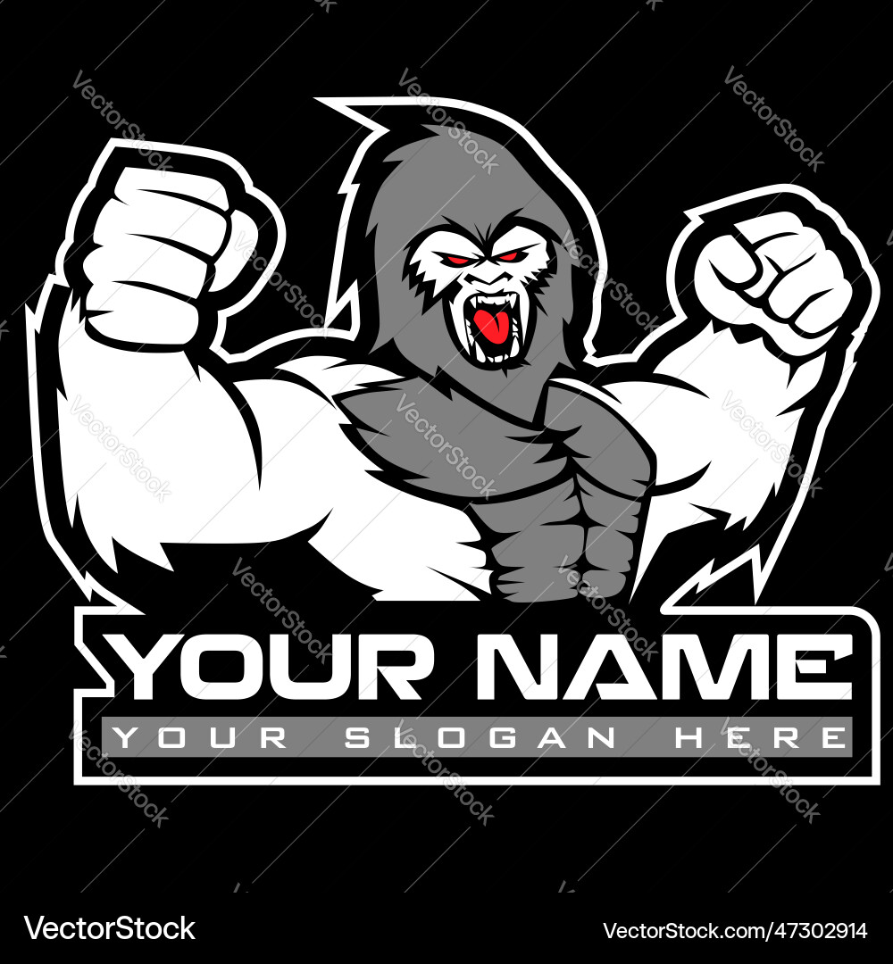 Aggressive bodybuilder fitness yeti logo Vector Image
