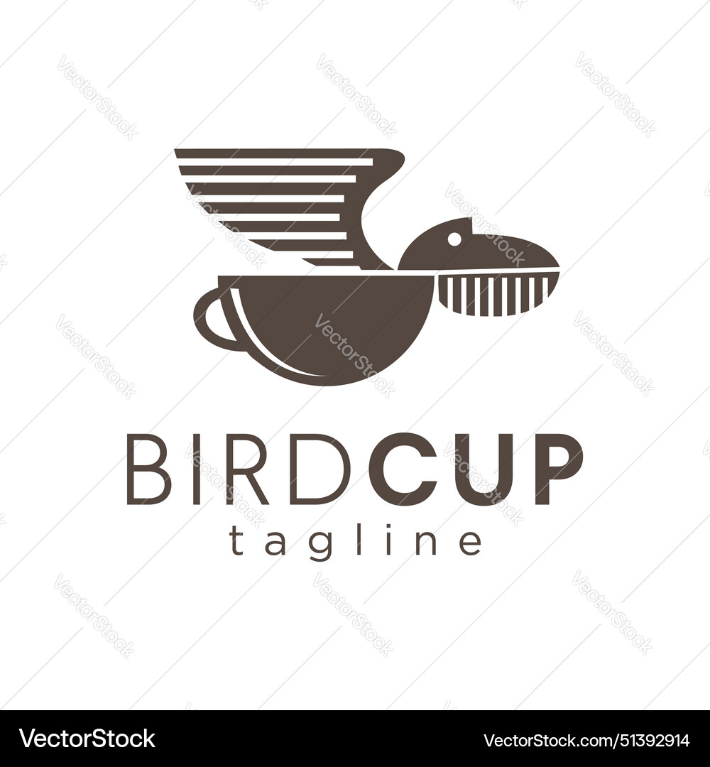 Coffee bird logo with cup mug design inspiration Vector Image