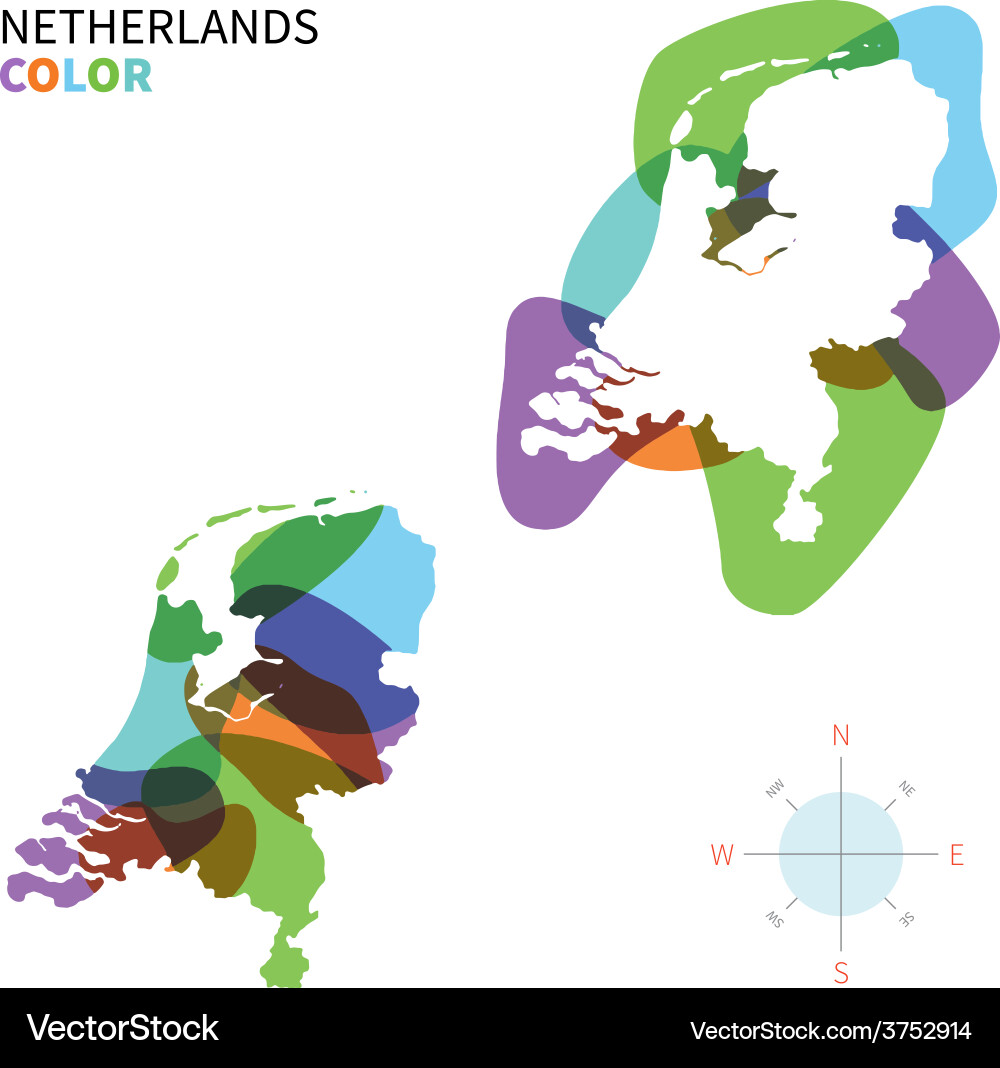 Colorful Netherlands Map Royalty Free Vector Image