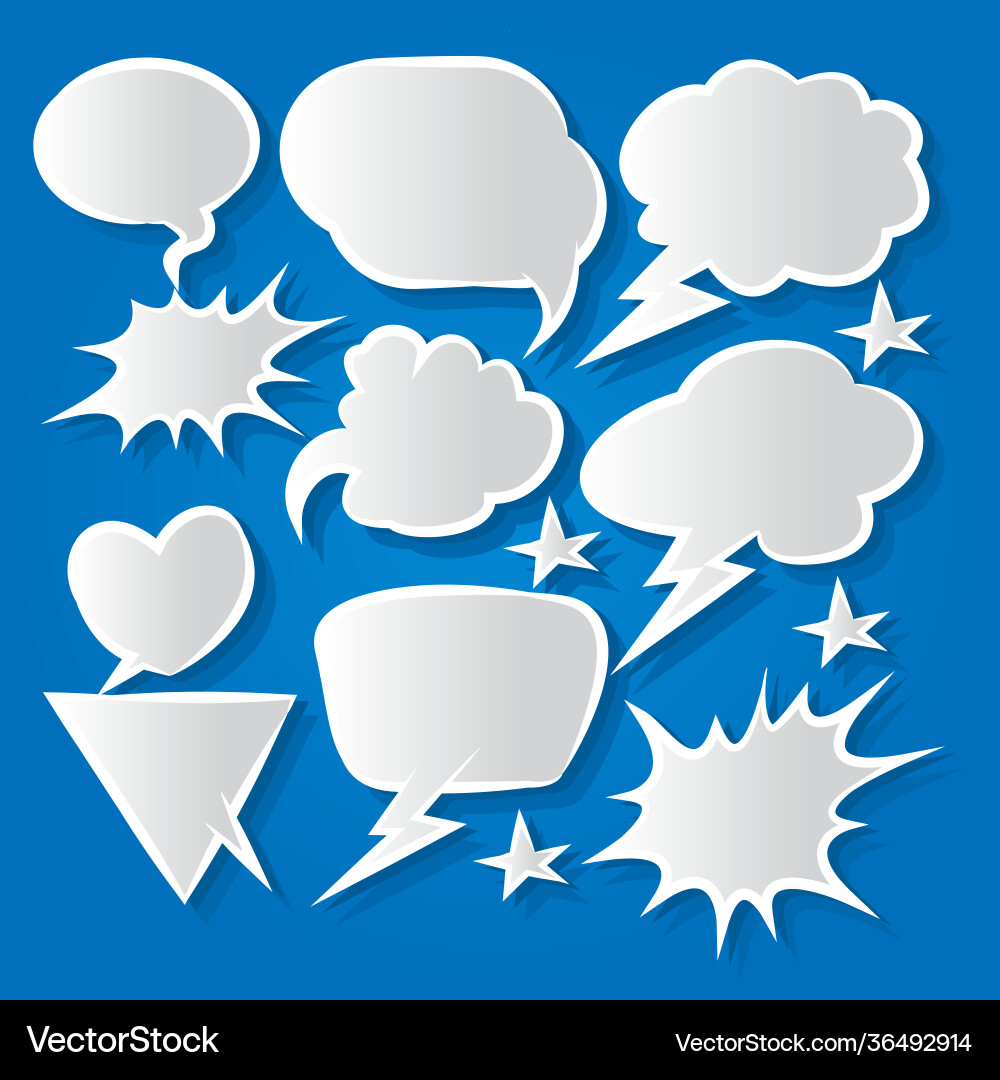Comic speech bubbles icons collection color Vector Image