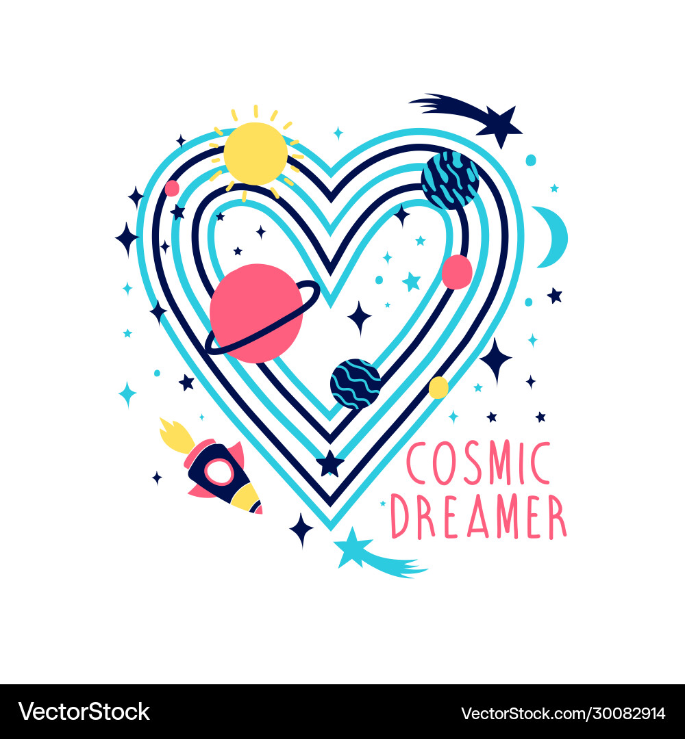 Cosmic Heart Pattern Royalty Free Vector Image