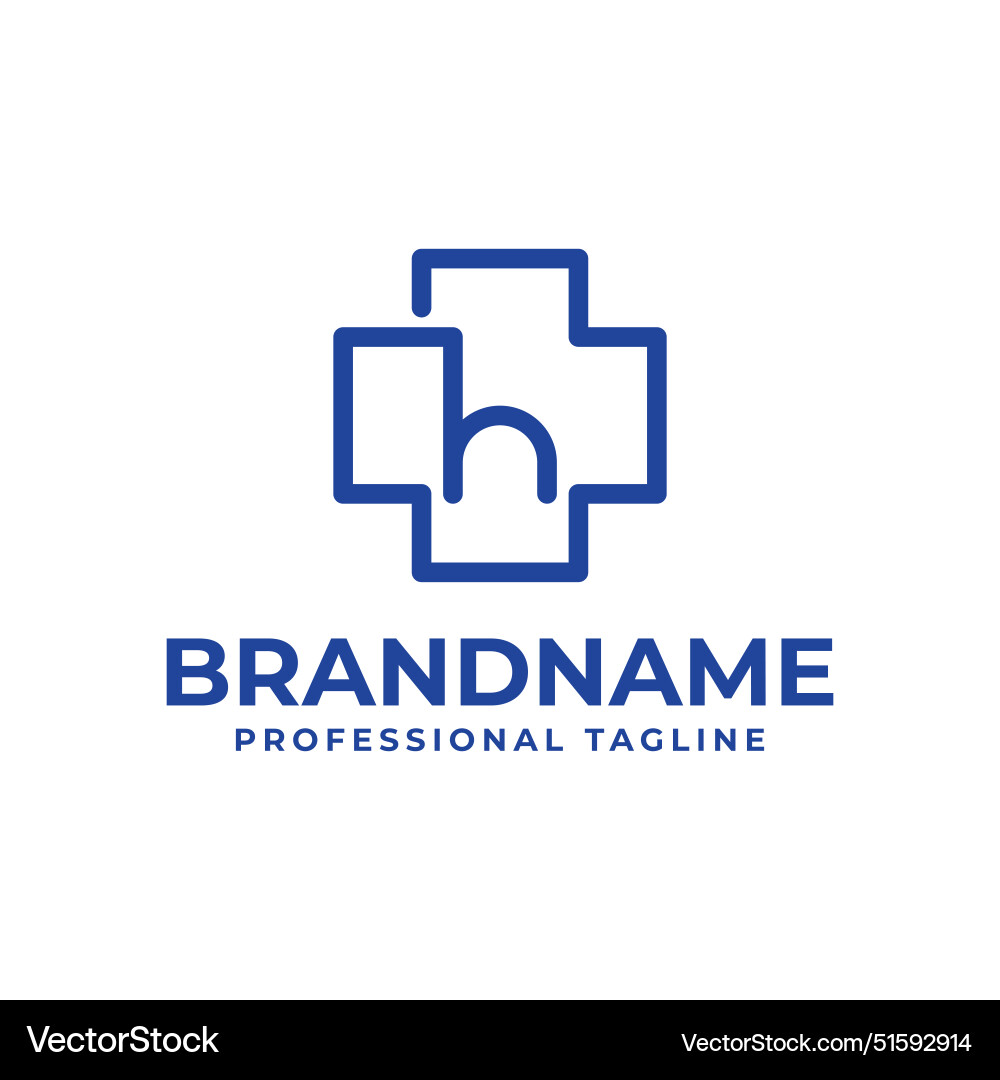 Letter h medical cross lowercase logo suitable Vector Image