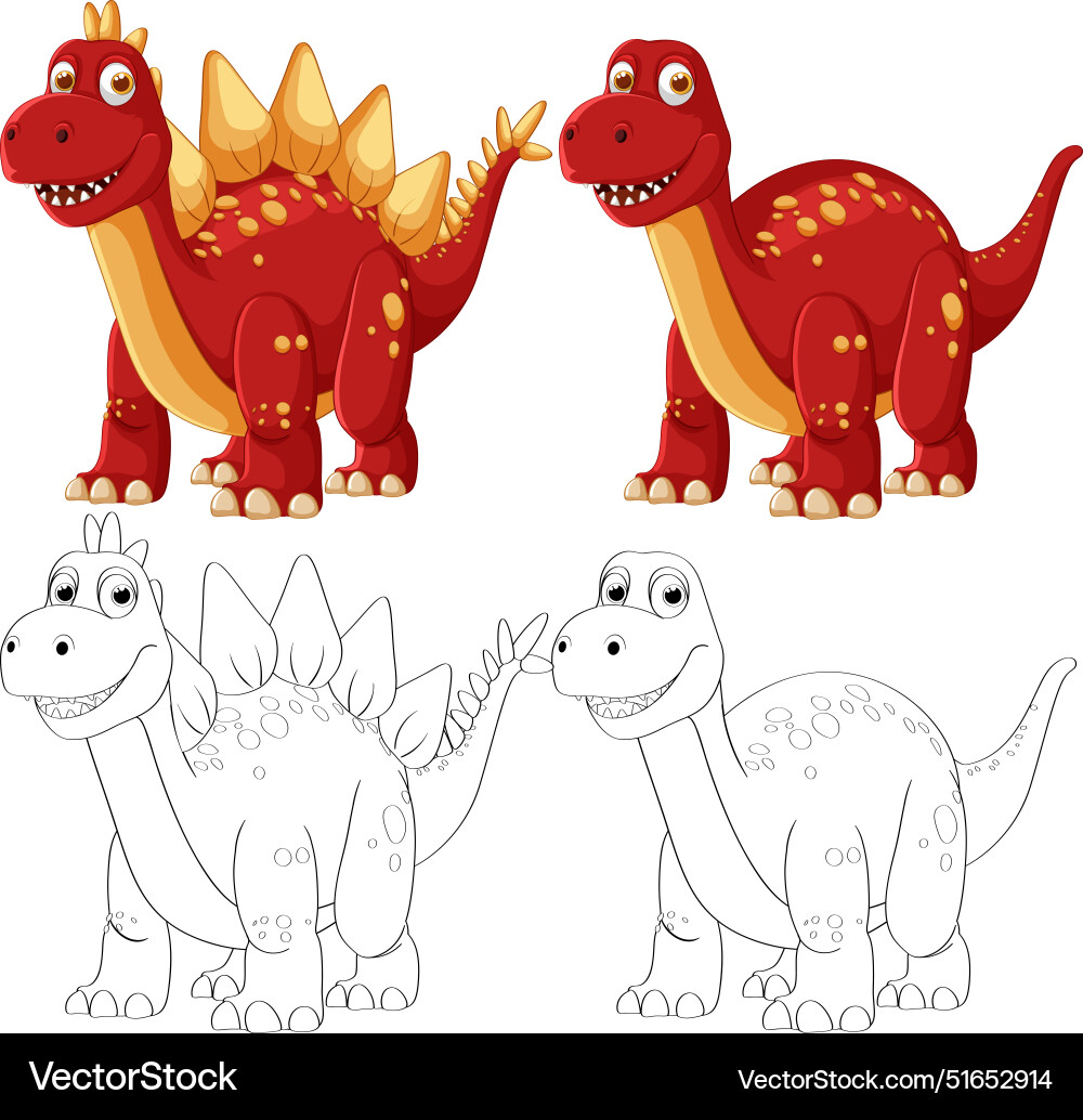 Red dinosaurs with spikes Royalty Free Vector Image