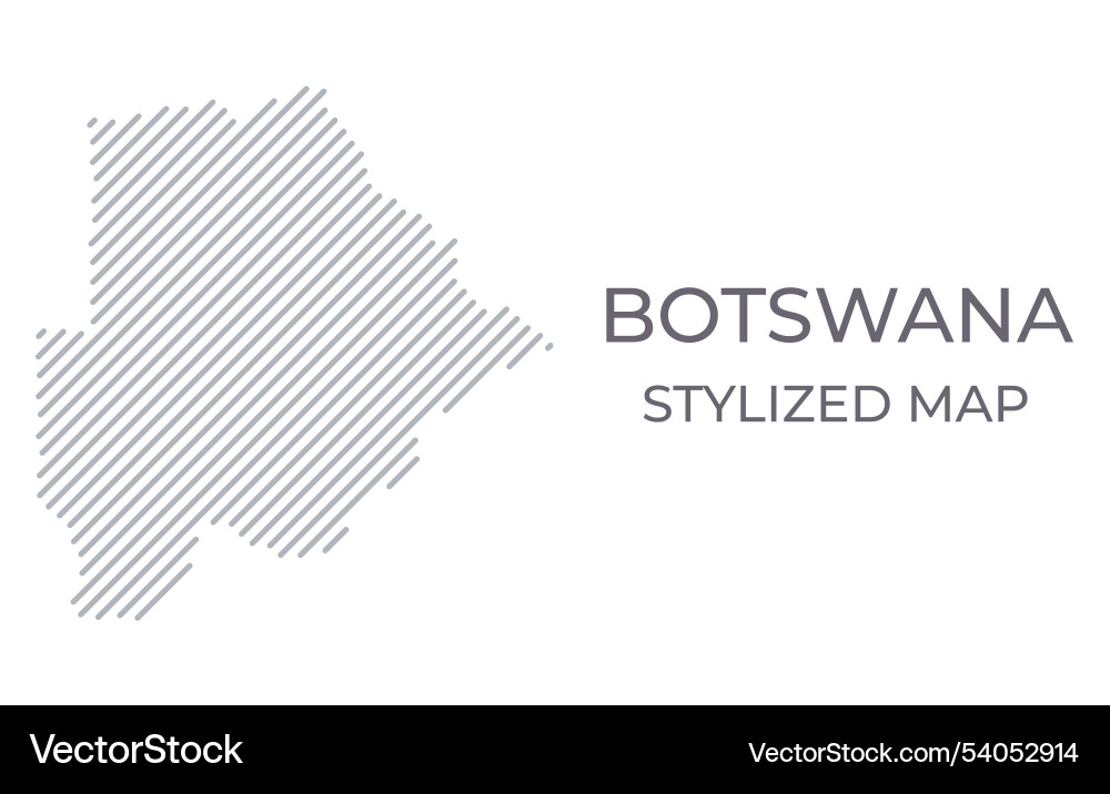 Stylized linear map of botswana in minimalistic Vector Image