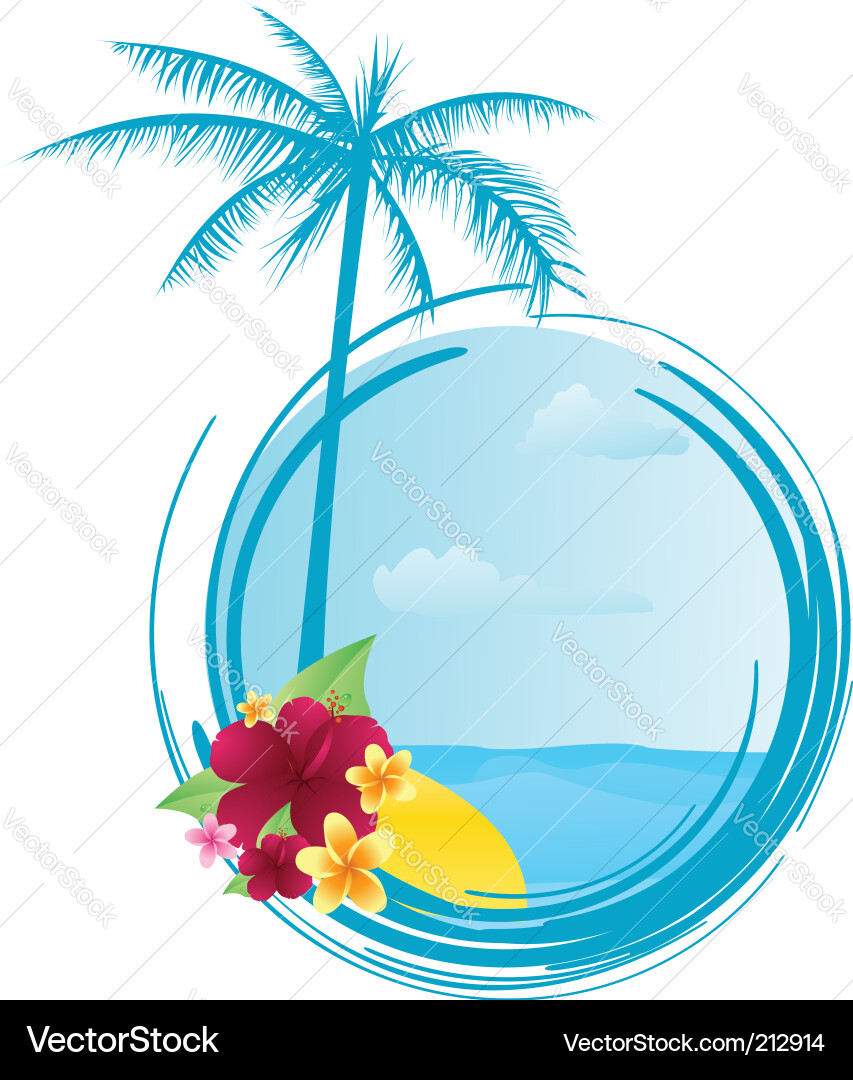 Tropical Summer Banner with Flowers Royalty Free Vector