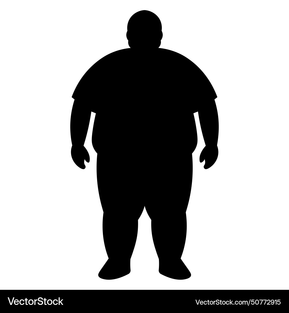 Black fat man silhouette white background Vector Image