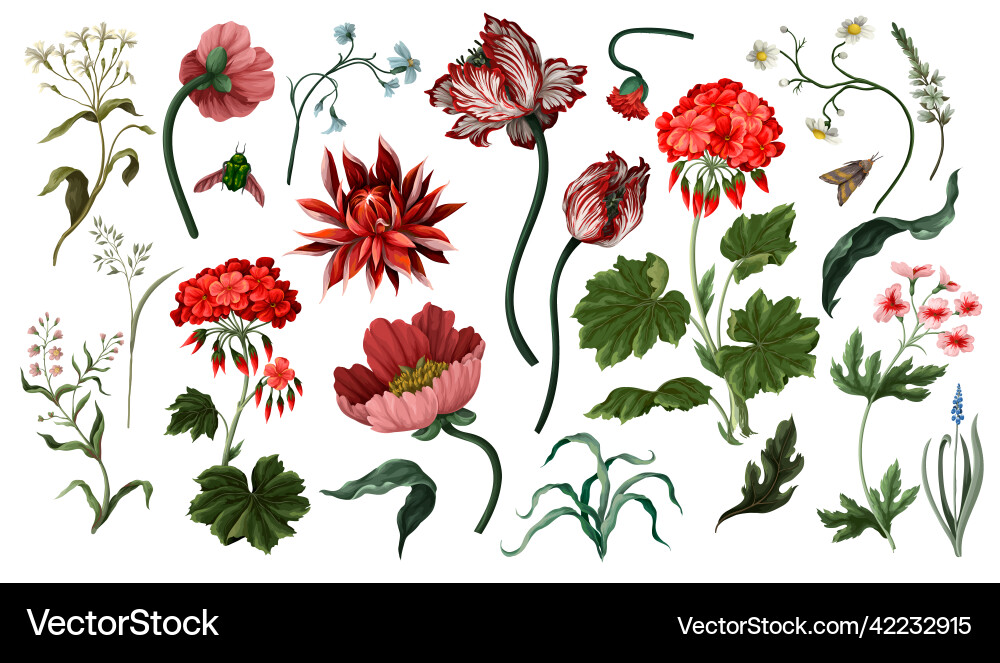 Victorian Flowers Vector