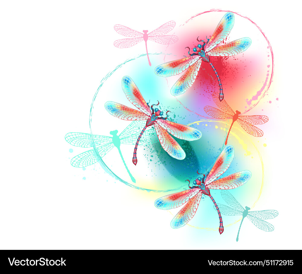 Red dragonflies on watercolor Royalty Free Vector Image