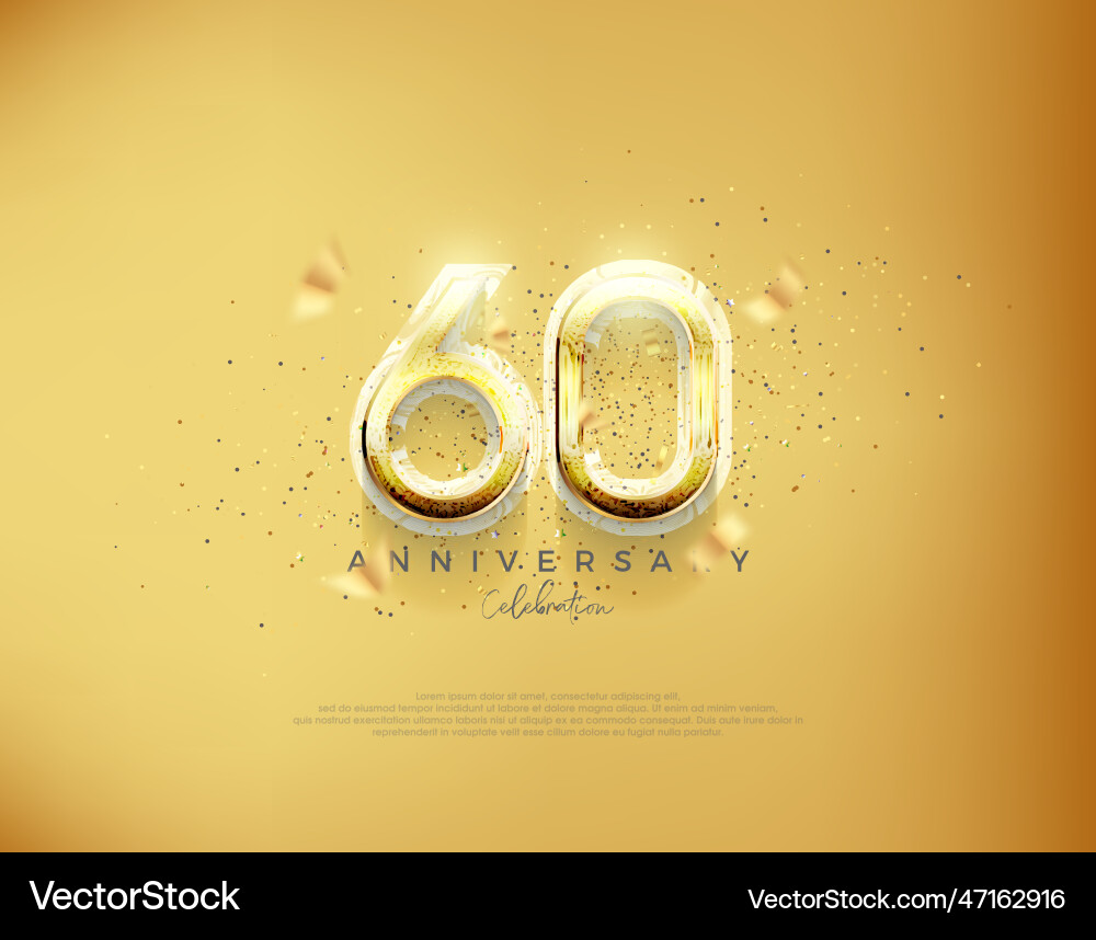 60th anniversary number luxury gold background Vector Image
