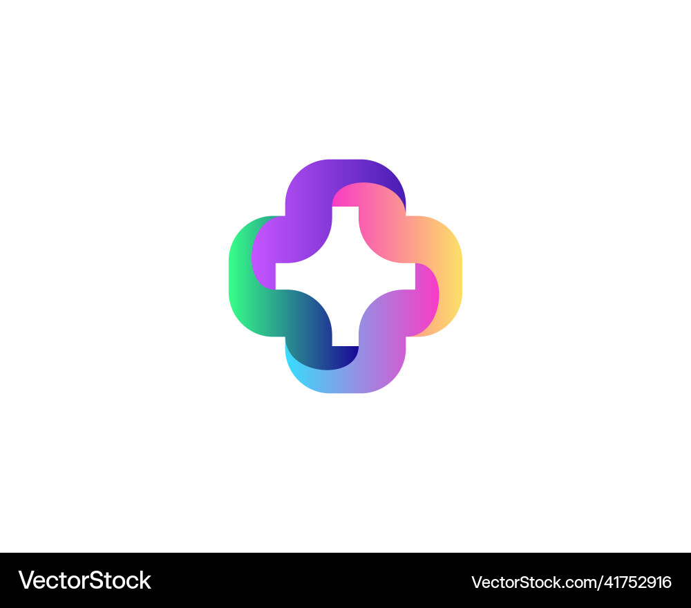 Abstract bright gradient medical cross plus logo Vector Image