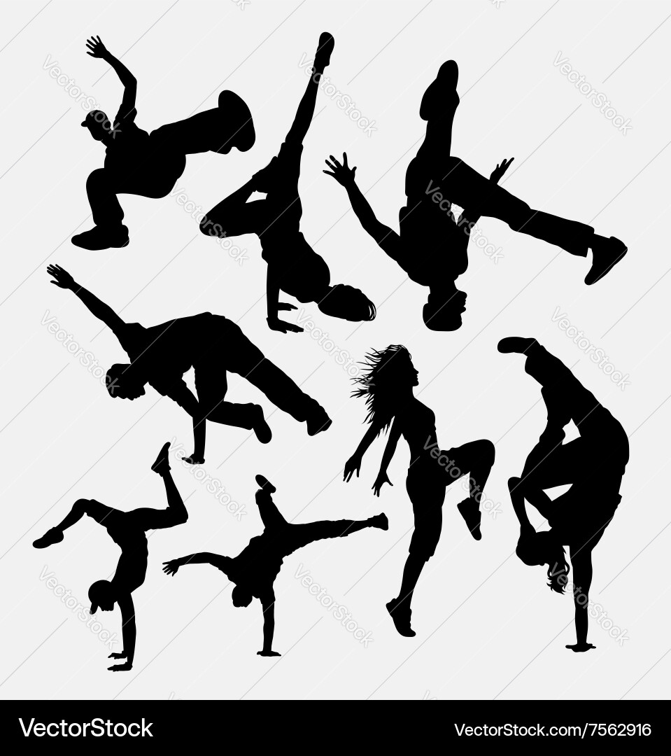 Breakdance Silhouettes Royalty Free Vector Image