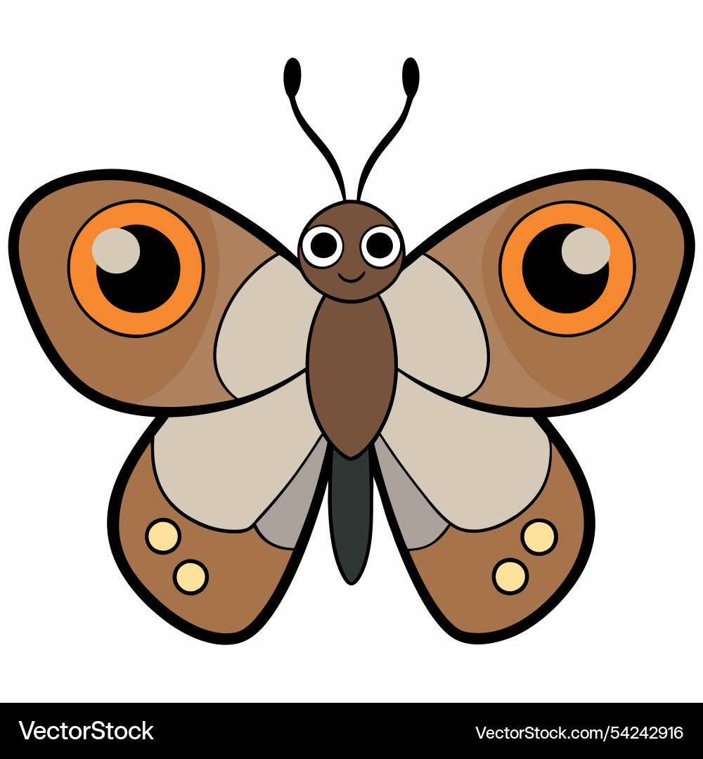 Common Buckeye Butterfly On A White Background Vector Image
