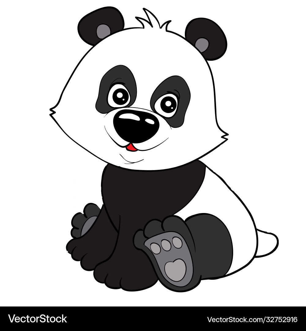 Cute black and white panda cartoon isolated Vector Image