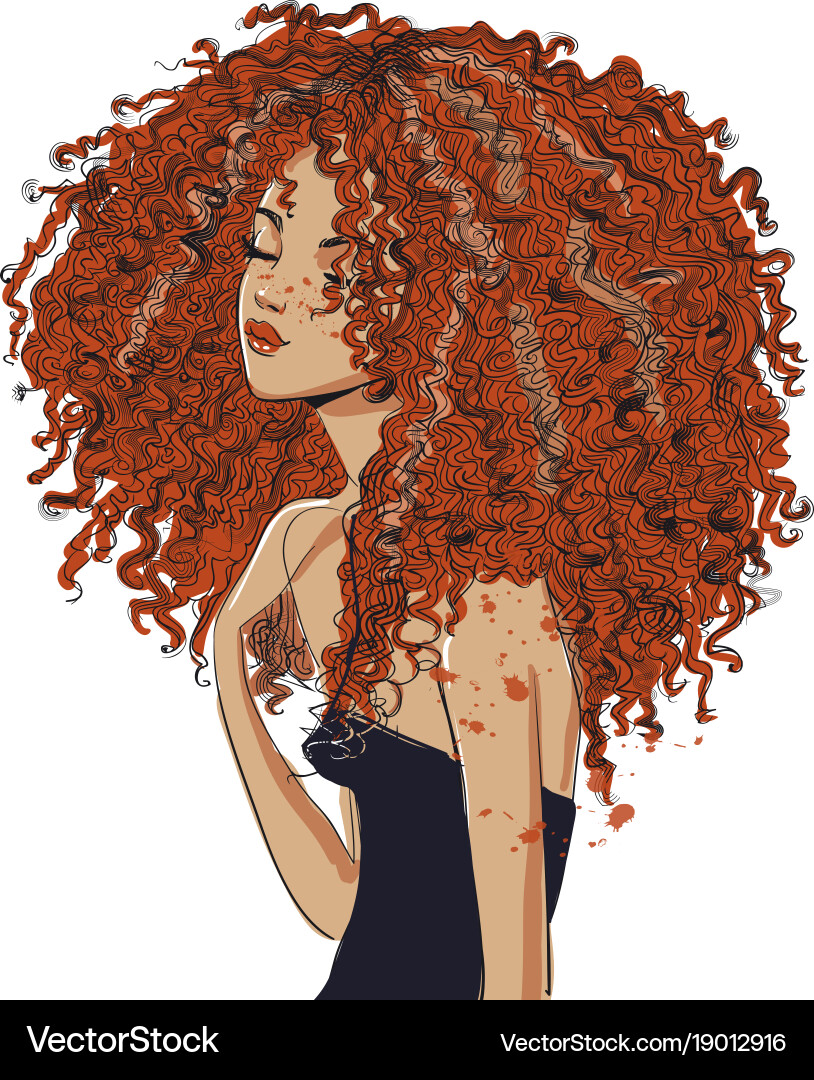 Cute curly girl Royalty Free Vector Image - VectorStock
