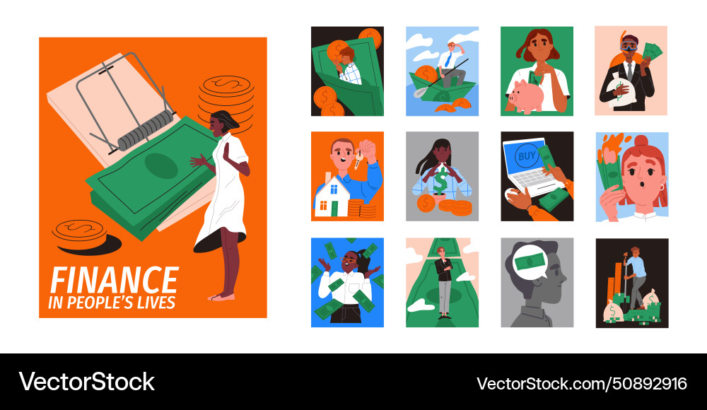 Finance in peoples lives Royalty Free Vector Image