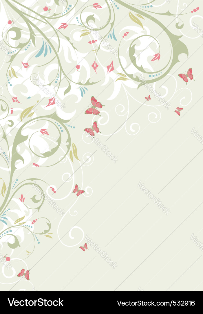 Flower frame with butterfly element for design vec
