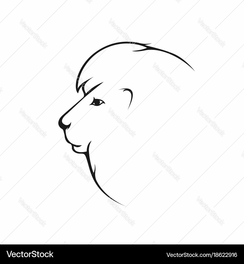 Lion head icon in side view Royalty Free Vector Image