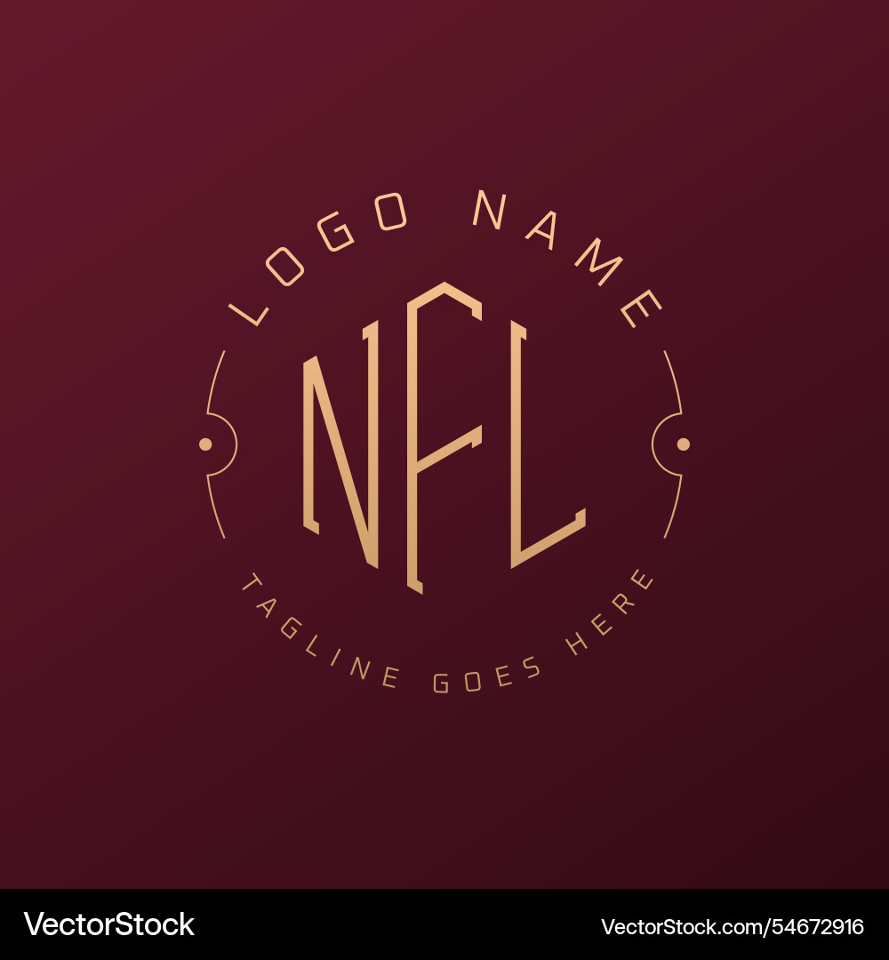 Luxury nfl logo design elegant letter Royalty Free Vector