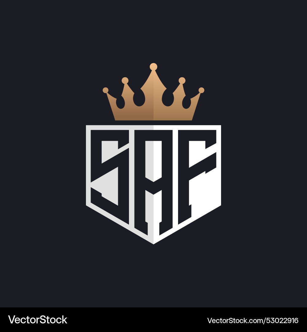 Luxury saf logo with crown elegant initials Vector Image
