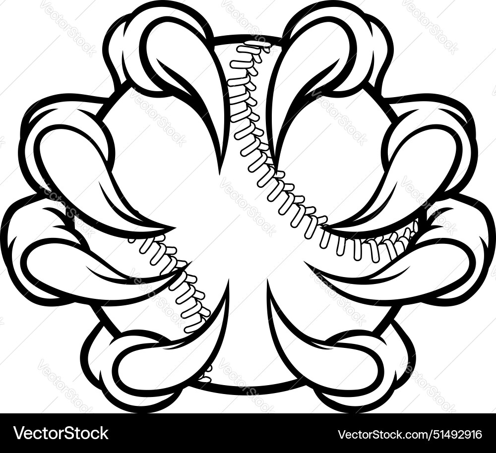 Monster claw holding baseball ball Royalty Free Vector Image