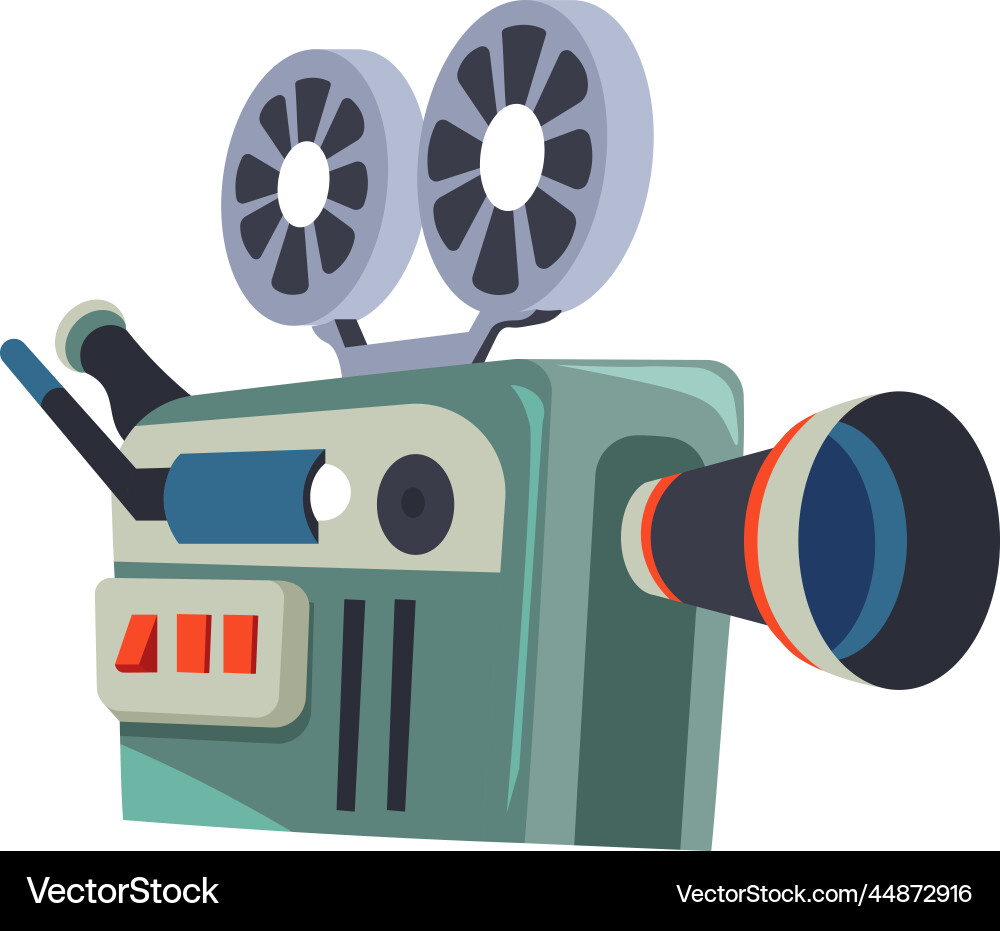 Movie camera with reels cinematography making Vector Image