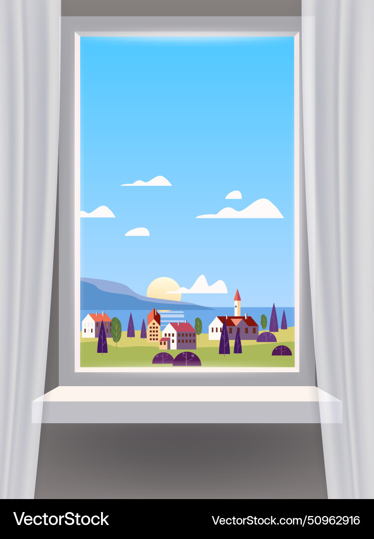 Window view interior minimal landscape sea Vector Image