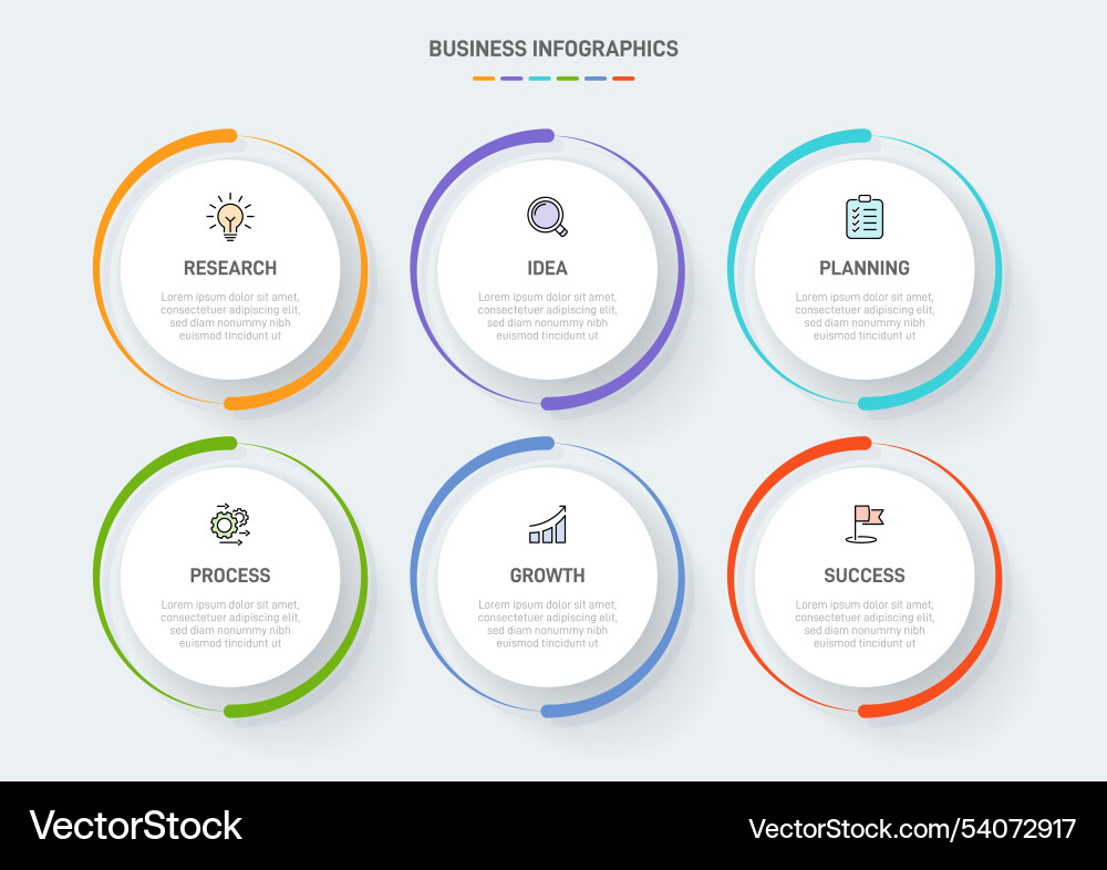6 clean infographic design shaped elements Vector Image
