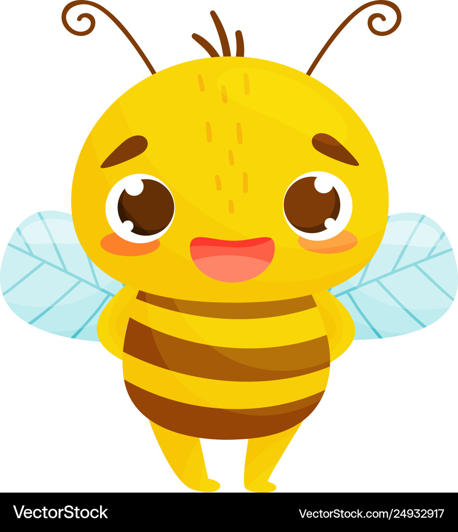 Bee in cartoon style humanized standing Royalty Free Vector