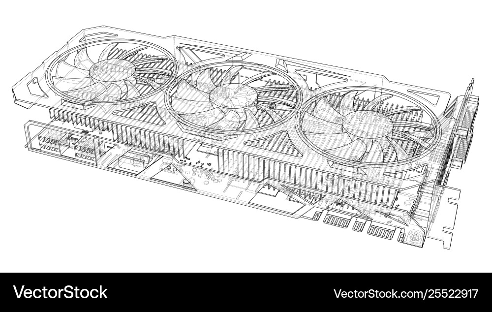 Gpu card outline Royalty Free Vector Image - VectorStock