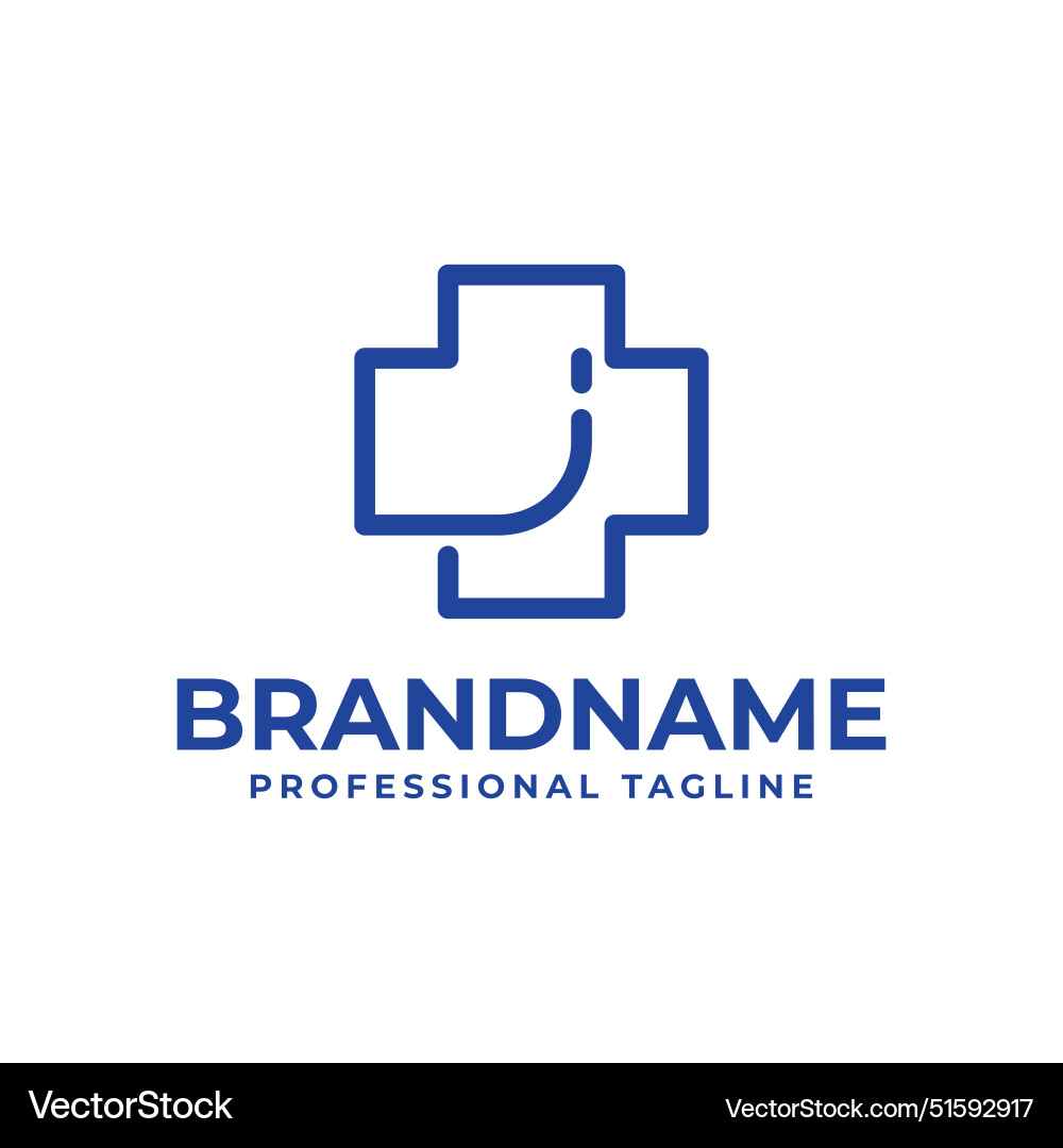 Letter j medical cross lowercase logo suitable Vector Image