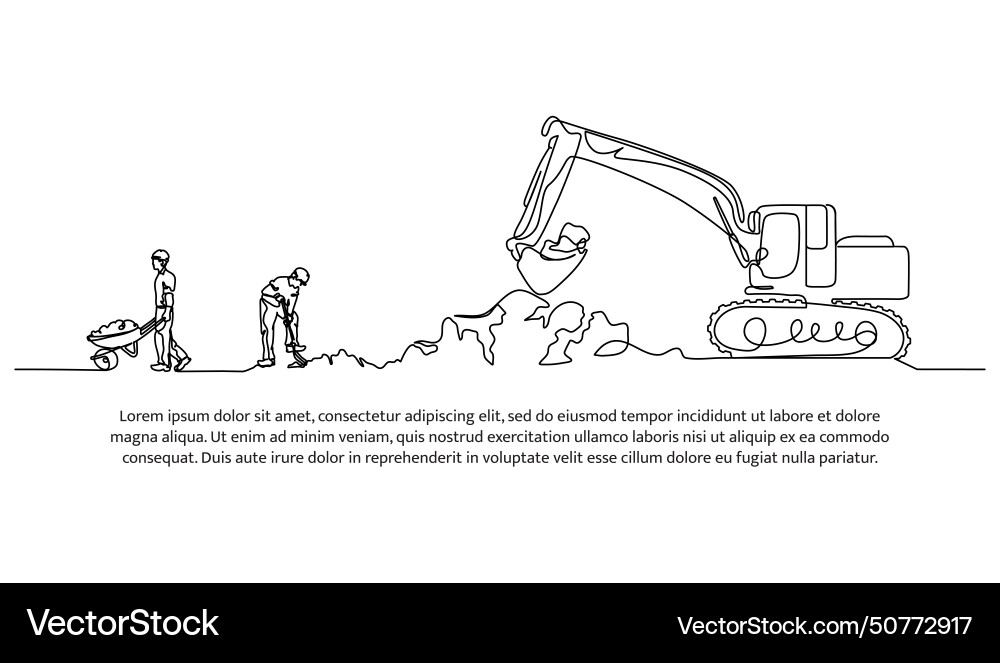 One line continuous of dig the ground using Vector Image