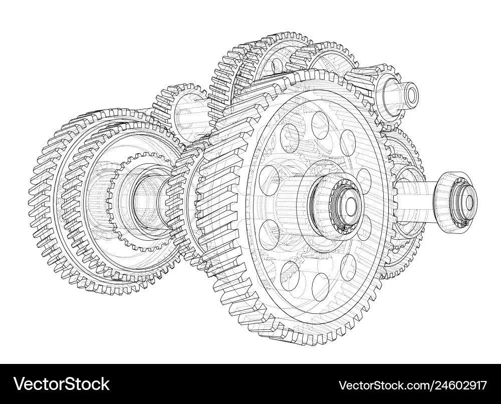 Outline gearbox concept Royalty Free Vector Image