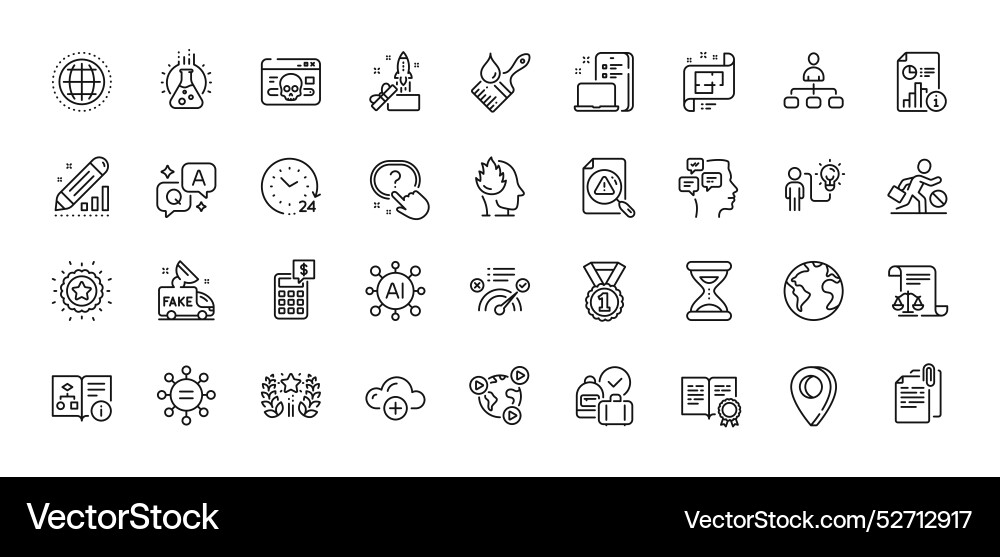 Search document ranking and report line icons Vector Image