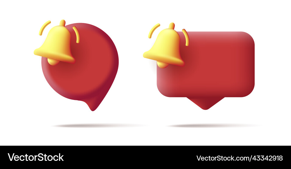 3d icon of red reminder notification bubble Vector Image