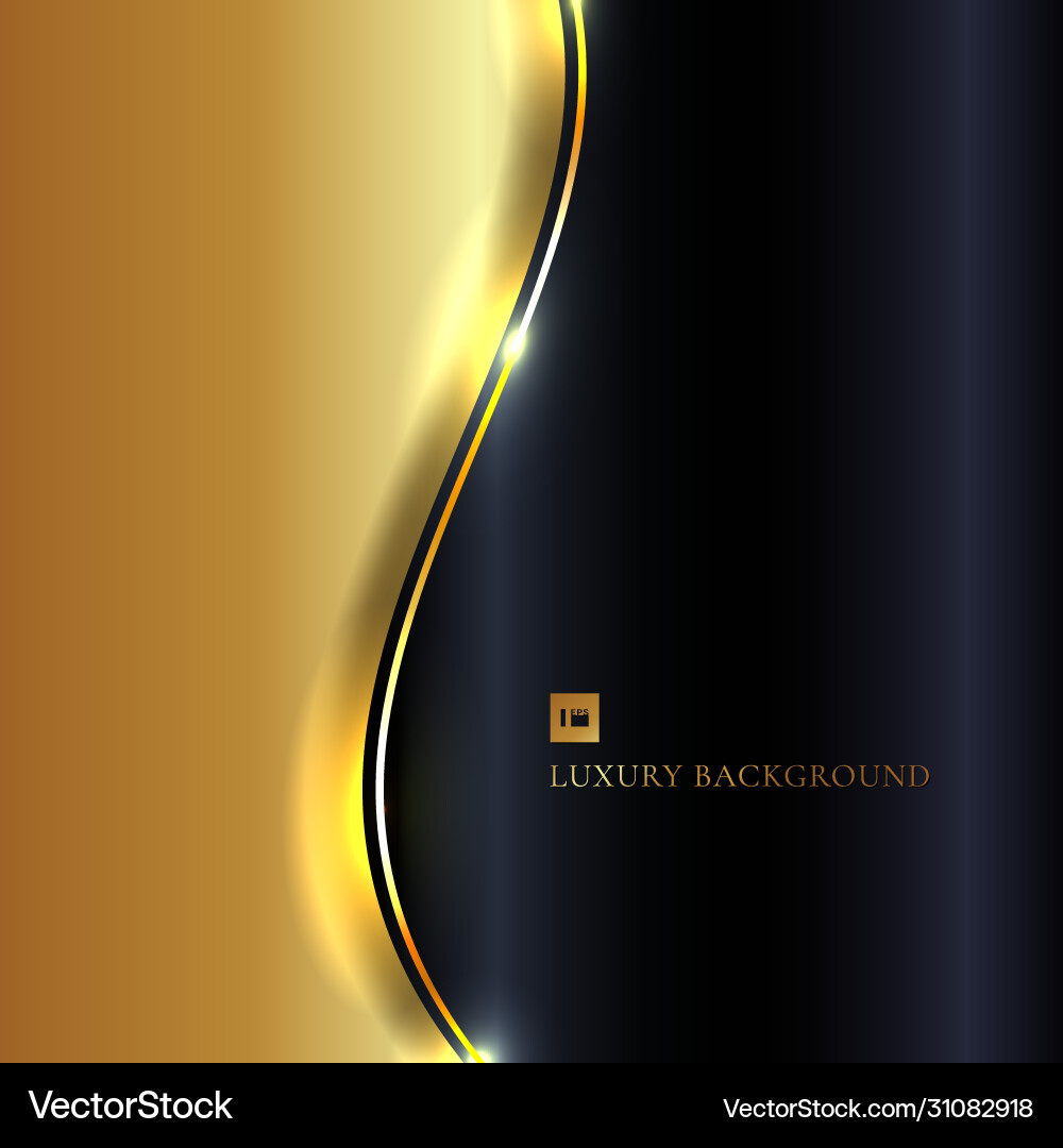 Abstract glowing gold wave on dark blue Royalty Free Vector