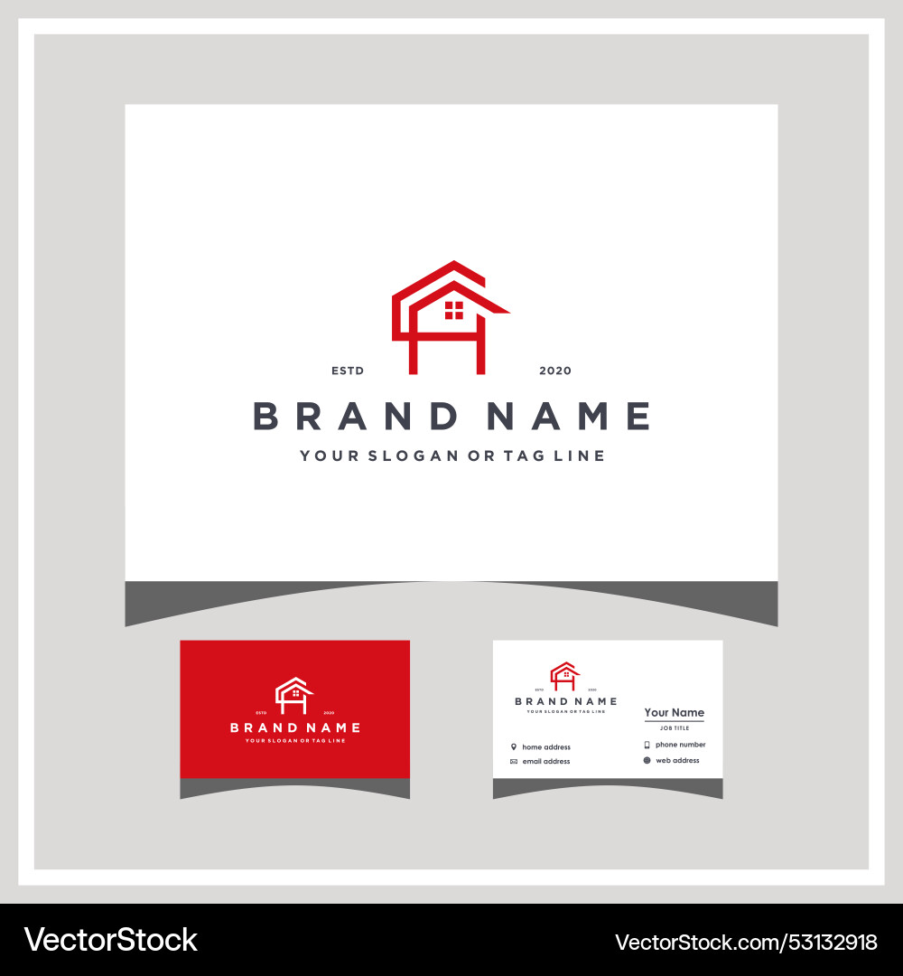 Creative letter ch home logo design and business Vector Image