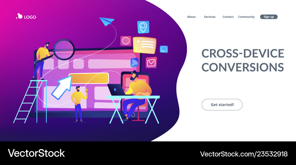 Cross-device tracking concept landing page Vector Image
