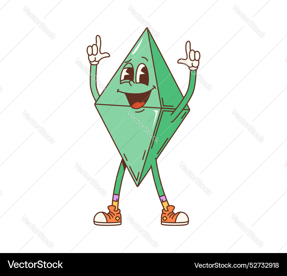 Groovy math geometric rhombus figure character Vector Image