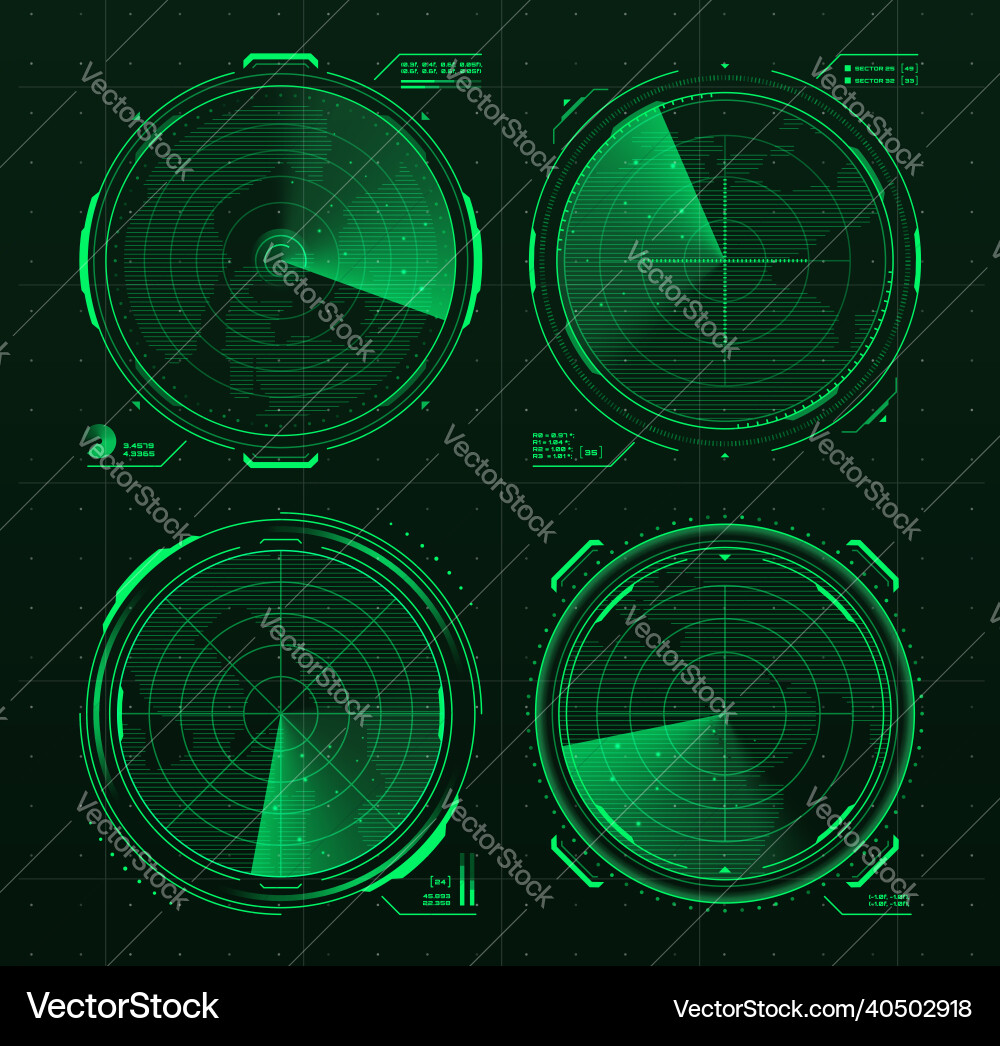 Sonar Screen On Grid Radar Vector Image Of Backgrounds Radar Screen